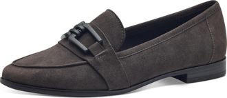 Marco Tozzi Damen Loafer ohne Absatz aus Leder Flach, Grau (Graphite), 37 EU