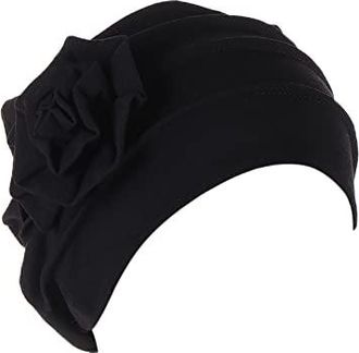 Generic Ethnique Boh&ecirc;me Fleur Couverture Cheveux Emballage Turban Chapeaux Turban Casquette pour Femmes Chapeau Casquette Football Machine, Noir, taille uniqu