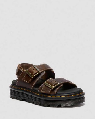 Dr. Martens Zebzag Crazy Horse Leder Sandalen in Braun, Gr&ouml;&szlig;e: 36