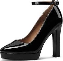 Queen Helena Escarpins avec Plateau Chaussures à Talons Hauts Décontracté Élégant Femme ZM10023, Noir, 36 EU
