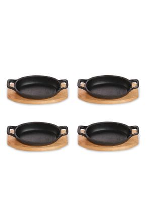 Echtwerk Pfannenset Small, Schwarz, Metall, 4-teilig, 0,25 L, oval, 9.2x3x15.3 cm, kratzfest, Kochen, Pfannen, Pfannensets