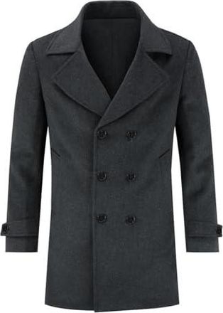 AlltheMen Manteau Homme dhiver en Laine Manteau Midi à Double Boutonnage Veste dhiver Chaud Manche Longue daffaires Gris Foncé 3XL
