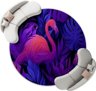 Generic Violet Tapis Rond Lavable, Motif Tropical Plantes Flamant Rose pour Enfants Salon Chambre &agrave; Coucher Salle &agrave; Manger ou Salle de Jeux Tapis Doux et Moel