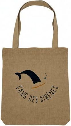 Fabulous Sac Shopping Tote Bag Aspect Lin - Gang des Sir&egrave;nes R&ecirc;ve Mythe Boh&eacute;mien - Sac de Courses Toile Epaisse 360g Beige Naturel Cabas Port&eacute; Epaule Solide Im