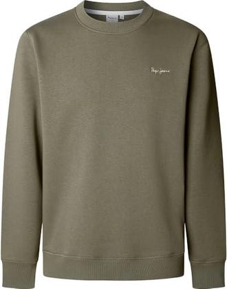 Pepe Jeans London Macbeth Small Logo Plain Crew Maillot de survêtement, Vert (Vert Militaire), XL Homme
