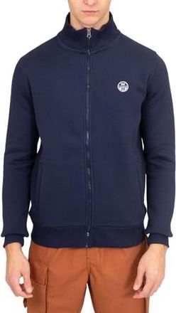 North Sails Sweat-shirt Homme avec Zip et Logo, bleu marine, XXL