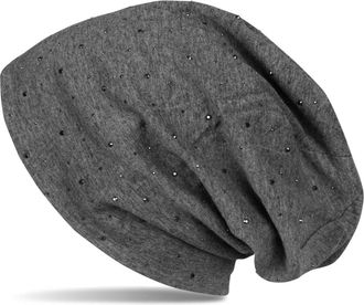styleBREAKER M&uuml;tze Beanie mit Strass Nieten Applikation
