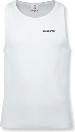 Casablanca Homme, Tops, Blanc, Taille: XL Ribbed Tank Top
