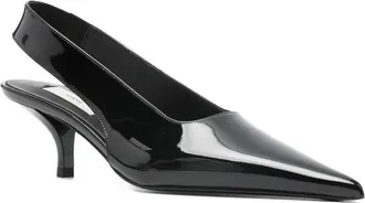 Toteme Patent Leather Pointed-Toe Slingback Heel - Black