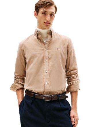 Tommy Hilfiger Lang&auml;rmeliges Cordhemd mit normaler Passform f&uuml;r Herren mit Knopfleiste, Coastal Taupe, Mittel