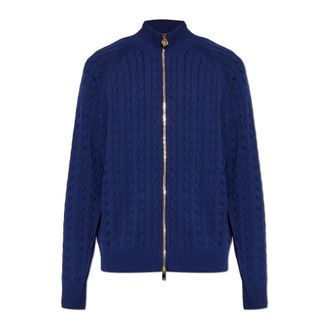 Versace Homme, Pulls, Bleu, Taille: S Cardigan à Col Montant