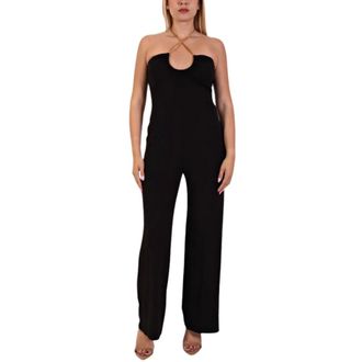 Michael Kors Femme, Combinaisons et Ensembles, Noir, Taille: 44 FR Combinaison Halter en Jersey Mat Stretch Orn&eacute;e