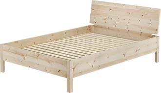 Erst-Holz Metallfreies Doppelbett Holzbett Zirbe massiv 140x200 mit w&auml;hlbarem Zubeh&ouml;r V-60.95-14Rollrost inkl