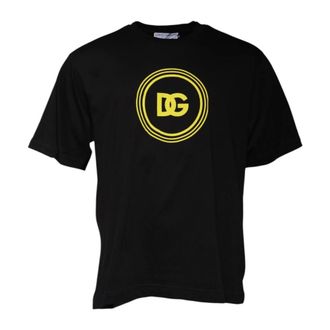 Dolce & Gabbana Homme, Tops, Noir, Taille: S T-shirt en coton noir à col rond