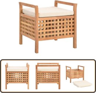 vidaXL Sitzbank mit Stauraum 49&times;48&times;49 cm Walnuss Massivholz - Sitzbank - Holzbank - Wohnzimmerbank - Flurbank - G&auml;stezimmerbank