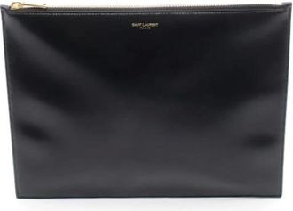 Saint Laurent unisex, Pre-owned, Noir, Taille: ONE Size Pochette en cuir Pre-owned