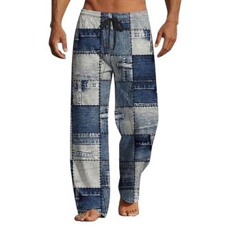 Generic Pantalon baggy en lin pour homme - Coupe ample - Jambes larges - Pantalon de jogging l&eacute;ger - Pantalon de sport d&eacute;contract&eacute; - Taille &eacute;lastique - Pantal