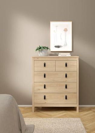 Dmora Kommode Jeanine, Mehrzweckkommode, Schlafzimmerkommode, Schrank mit Schubladen, 82x38 h99 cm, Eiche