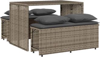 vidaXL Ensemble &agrave; manger de jardin 3 pcs coussins gris r&eacute;sine tress&eacute;e - Vidaxl
