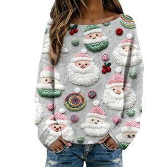 Generic Pull en tricot festif pour tricot confortable &agrave; manches longues - Tunique douce pour les vacances - Confortable - Chemisier d&eacute;contract&eacute; &eacute;l&eacute;gant pour l