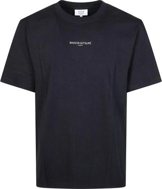 Maison Kitsun&eacute; Homme, Tops, Noir, Taille: L T-shirt MM Over Logo Paris
