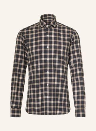 Barba Barba Napoli Flanellhemd Slim Fit grau