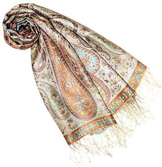 Lorenzo Cana Lorenzo Cana Pashmina Foulard jacquard tissé 100 % soie Motif cachemire Écharpe en soie pashmina Multicolore 70 x 190 cm - - taille unique