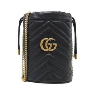Gucci Pre-owned Sac bandouli&egrave;re matelass&eacute; GG Marmont en cuir chevron - Femme - Pre-owned - Noir - Taille: ONE Size