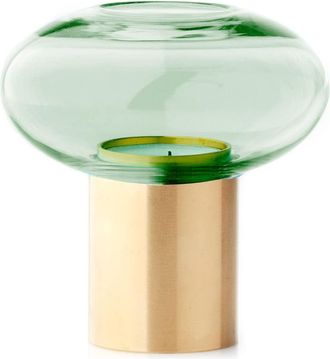 applicata MUSH - Hurricane - Windlciht/Teelichthalter - Messing/Glas - grün - (HxD) 11 x 10cm