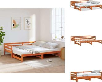 vidaXL Tagesbett Ausziehbar Wachsbraun 80x200 cm Massivholz Kiefer - Tagesbett - Schlafsofa - Holzbett - Kiefernholzbett - G&auml;stebett