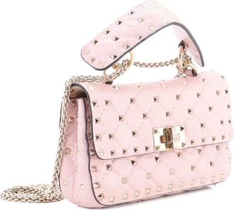 Valentino Garavani Rockstud Spike Flap Bag Quilted Leather Small crossbody bag - Rose