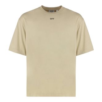 Off-white Homme, Tops, Beige, Taille: M T-shirt col rond côtelé en coton