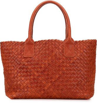 Bottega Veneta Shopper - Small Lambskin Intreccio Cabat Tote - Gr. unisize - in Braun - f&uuml;r Damen