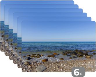 MuchoWow Placemats Platzdeckchen Platzset Tischset 6-teilig Tischdeko Untersetzer 45x30 cm Ostsee - Strand - Steine