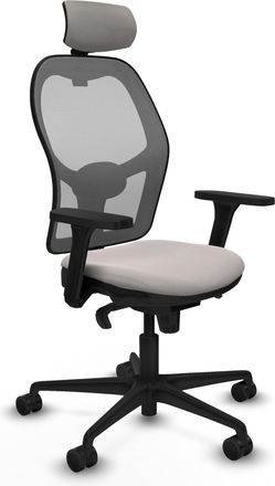 Piqueras y Crespo Chorquera Drehstuhl mit 3D-Armlehnen, h&ouml;henverstellbarer Lendenwirbelst&uuml;tze und Kopfteil in H&ouml;he und Neigung, ausgestattet mit 5 Positionen, Grau/Wei&szlig;