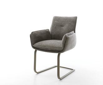 DELIFE Freischwinger Nela-Flex Boucl&eacute; Soft Schlamm Freischwinger flach Effektfinish Titan, Esszimmerst&uuml;hle