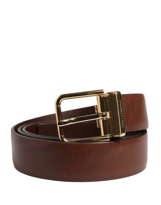 Dolce & Gabbana Men Brown Classic Leather Metal Buckle Belt Calf