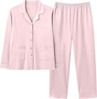 Generic Pyjama &agrave; manches longues pour femme - Ensemble de pyjama 2 pi&egrave;ces pour femme - Ensemble de pyjama doux avec chemise boutonn&eacute;e et pantalon, v&ecirc;tements d