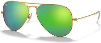 Ray-Ban Aviator Flash Lenses Sonnenbrillen Gold Fassung Grün Glas 62-14