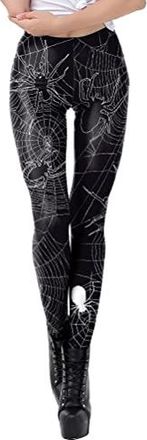 Onsoyours Halloween Leggings Femme Cosplay 3D Taille Haute Pantalon Élastique Extensible de Sport Legging Crâne Imprimé Citrouille Halloween Carnaval B Noir 01 
