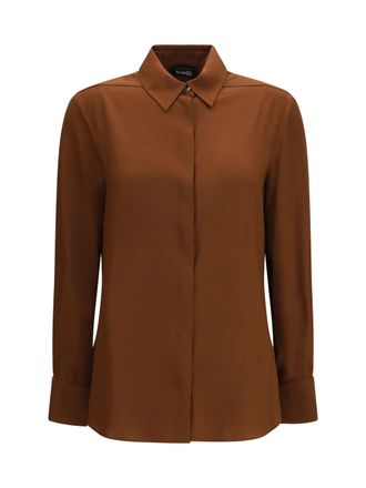 Ella Silk Back Gathering Shirt - Chestnut