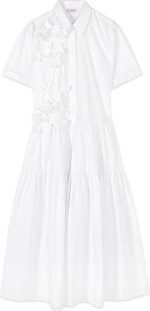 Oltre Femme, Robes, Blanc, Taille: 44 FR Robe-chemise avec Fleurs Appliqu&eacute;es