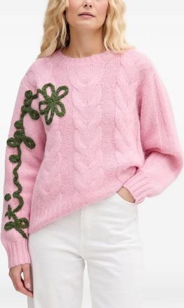 Stine Goya floral cable-knit sweater - Rosa