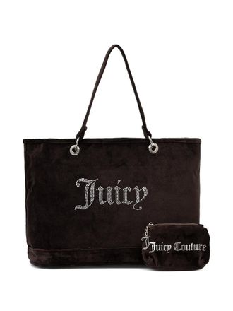 Juicy Couture rhinestone-logo tote bag - Marron
