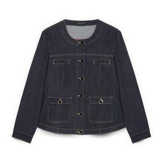 Fiorella Rubino Bon Ton Denim Jacket - - Jackets - Damen - Blau - 6XL