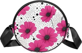 Generic Petit sac &agrave; bandouli&egrave;re Circle pour femme, petit sac &agrave; bandouli&egrave;re rose avec fermeture &eacute;clair, bretelles r&eacute;glables, sac &agrave; main rond d&eacute;contract&eacute; pour f