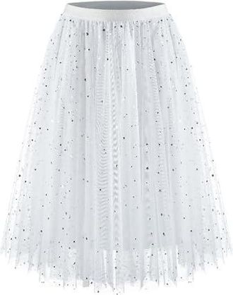 Generic Jupe Paillette Femme Halloween Carnaval Costume Multicolore Ballerine Skirt &Eacute;lastique Taille Scintillante Paillettes Jupes Poches Plaqu&eacute;es Confort Ext