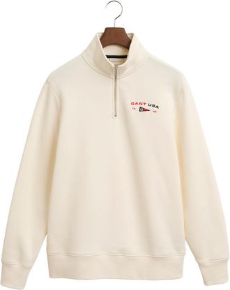 GANT Herren Graphic Half Zip Sweatshirt, Cream, S
