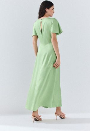 Next Midikleid Kurz&auml;rmeliges Midikleid aus strukturiertem Satin (1-tlg)