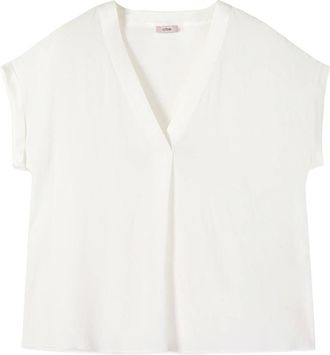 Oltre Femme, Blouses et Chemises, Blanc, Taille: 40 FR Blouse bi-mati&egrave;re &agrave; manches kimono